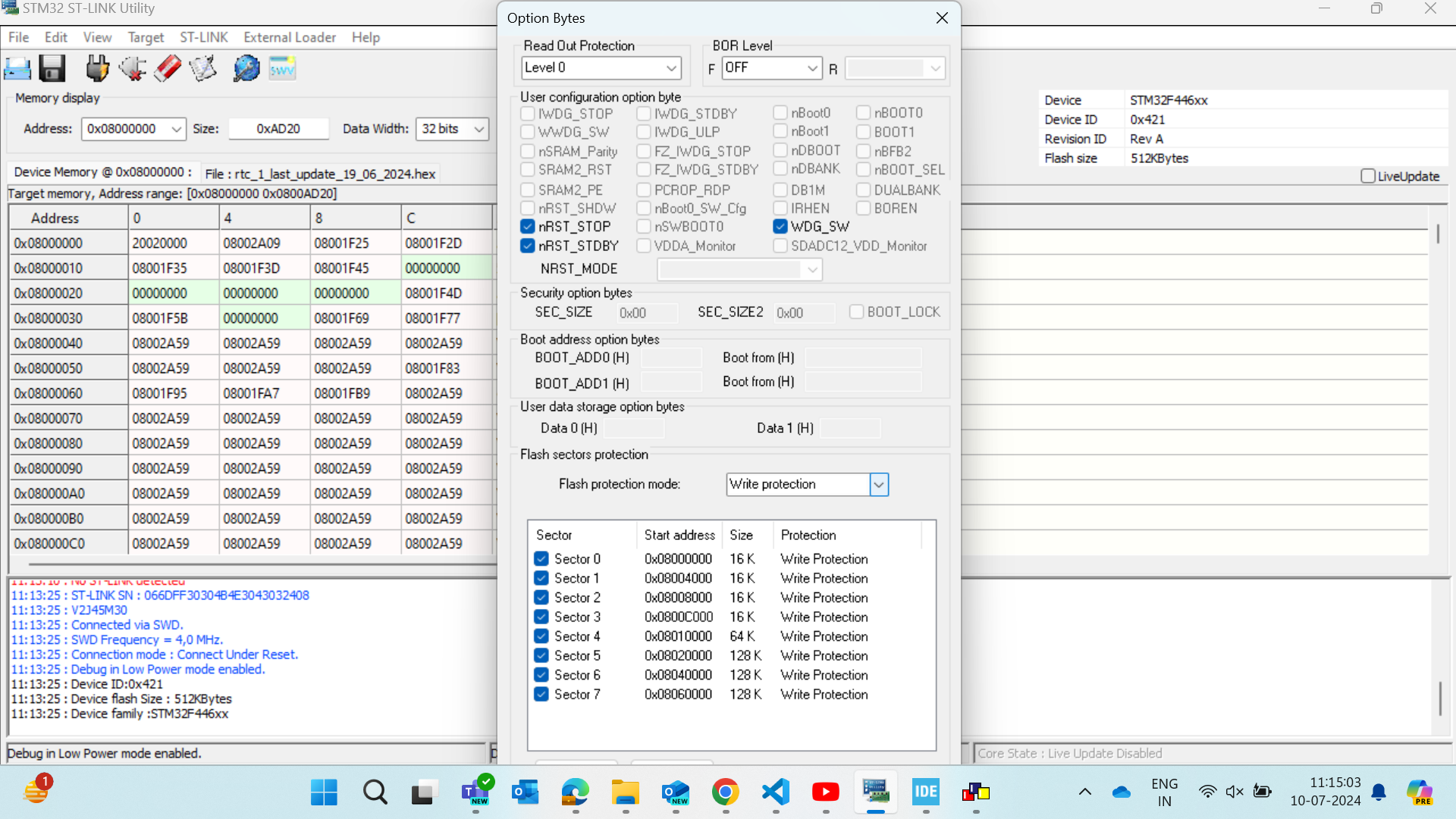 Solved Option Byte Programming Failed Upon Trying To Modi Stmicroelectronics Community