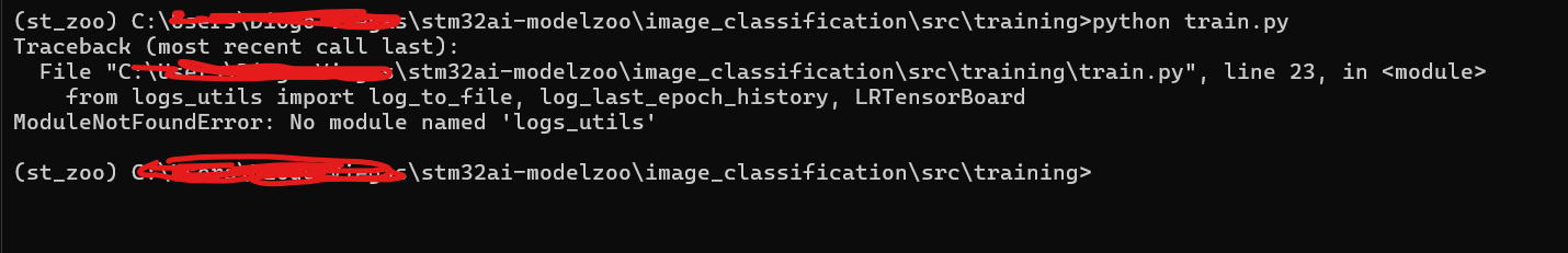 Problem with "train.py" file ModelZoo - STMicroelectronics Community
