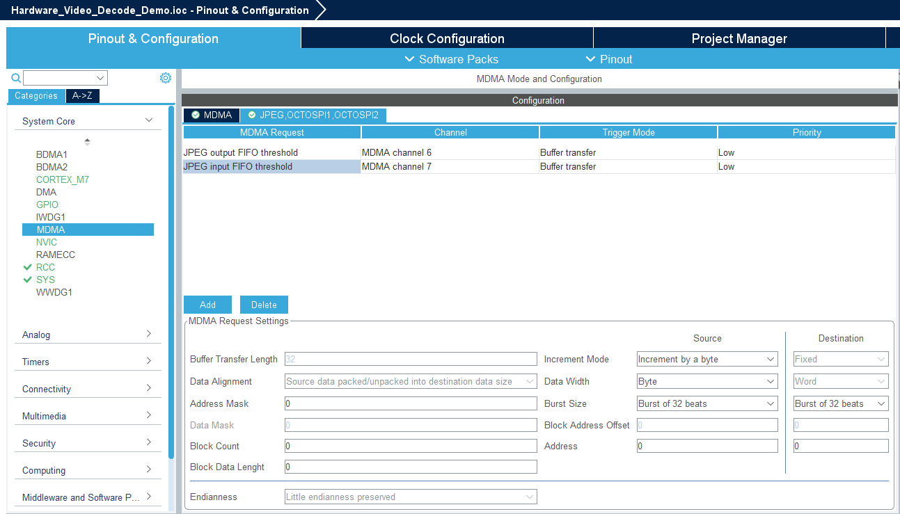 Video decoding for STM32H7B3L. - STMicroelectronics Community