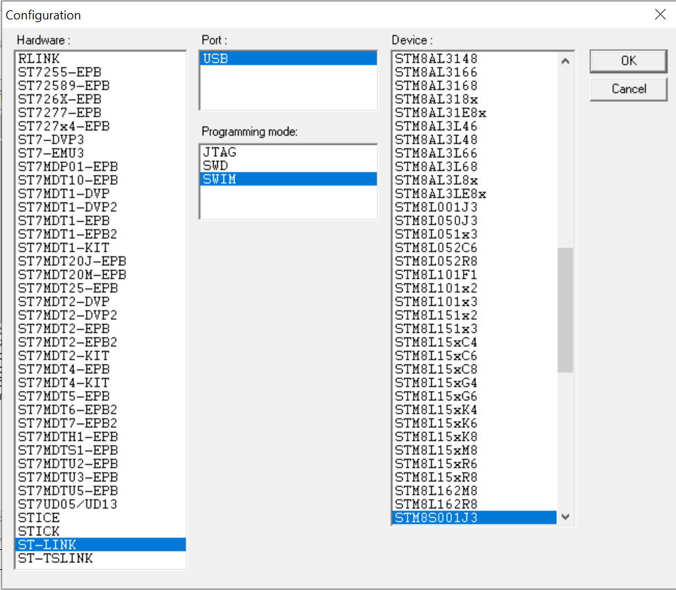 Solved: STM8S001J3: Unable to communicate with the device - STMicroelectronics Community
