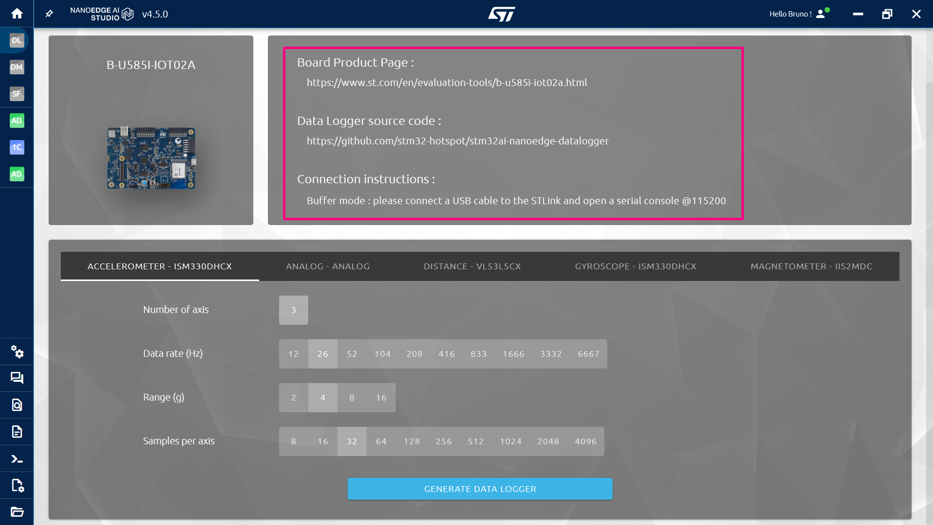 How to use NanoEdge AI Studio to create a data log... - STMicroelectronics Community