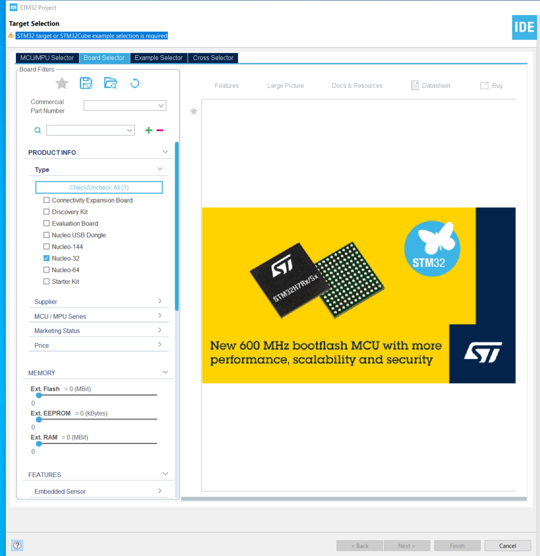 Target Selection Stm32 Target Or Stm32cube Exampl