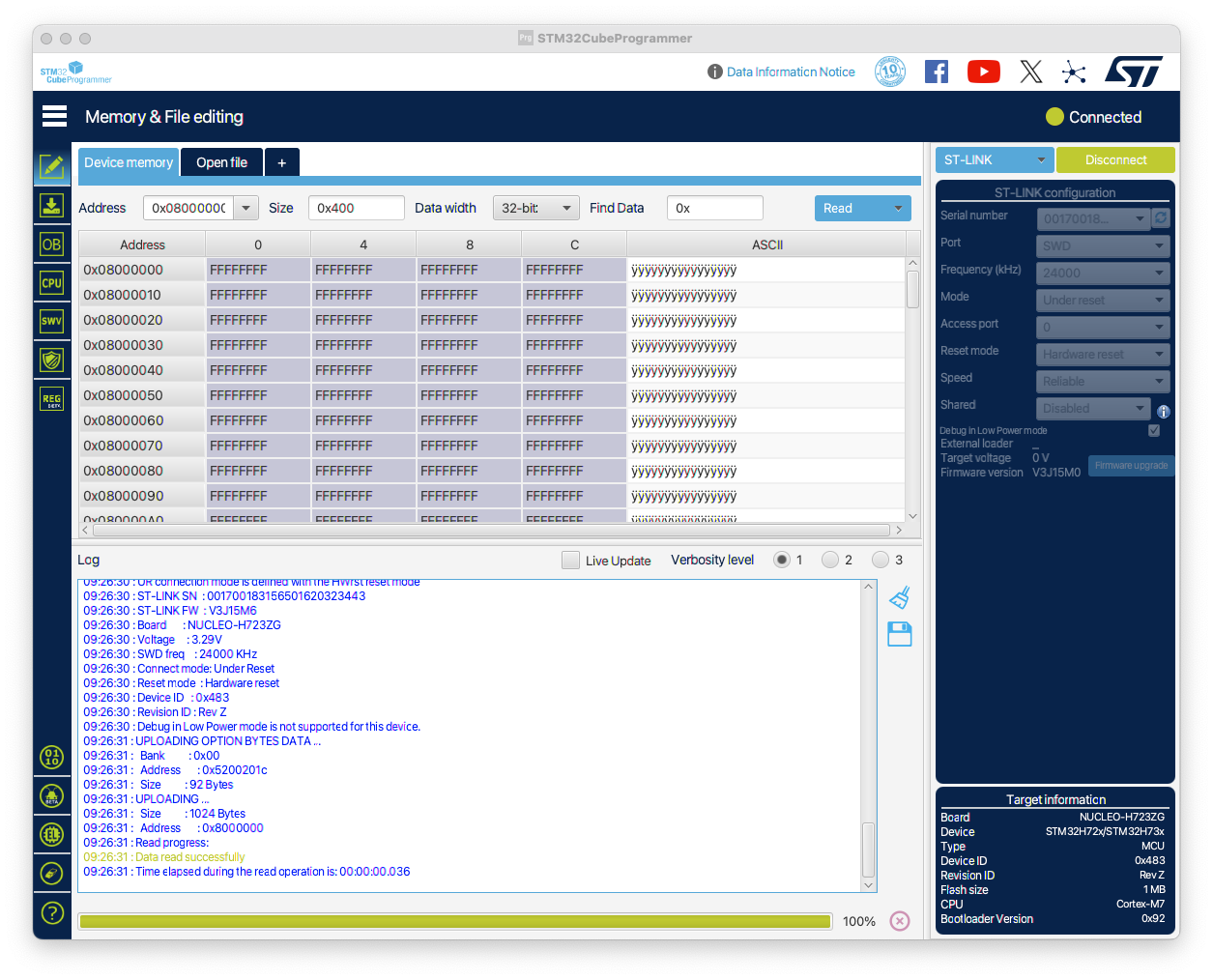 Solved: Nucleo H723ZG, DEV_TARGET_HELD_UNDER_RESET - STMicroelectronics Community