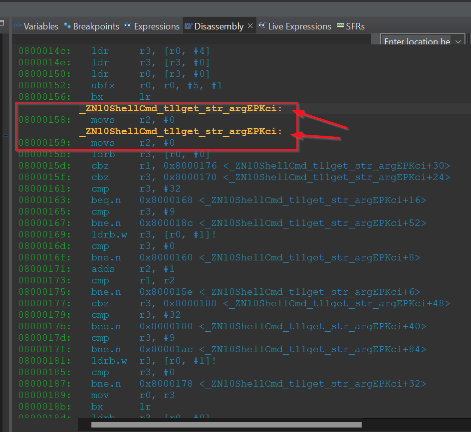 STM32CubeIDE v1.12.0 disassembly addresses change - STMicroelectronics ...