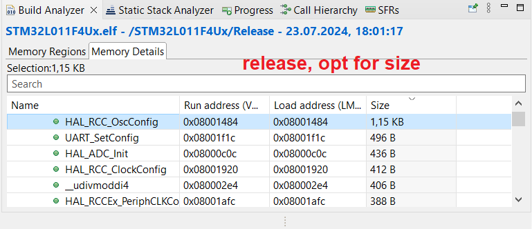 STM32 with small flash + HAL + DEBUG + no Optimiza ...