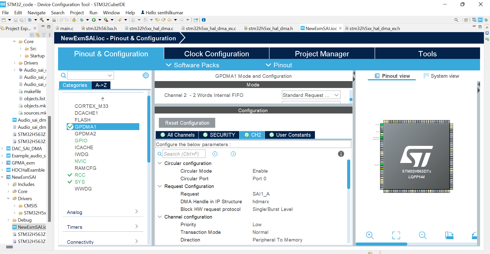 Solved Issue In Stm32h563zi Sai Dma Configuration Stmicroelectronics