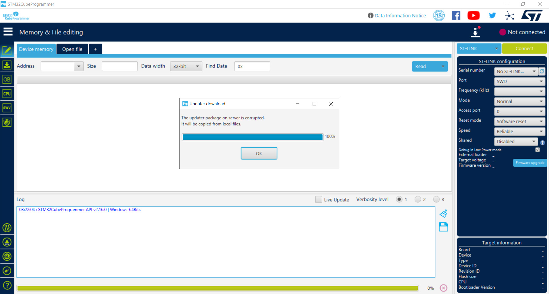 Solved: CubeProgrammer Software update does not work - STMicroelectronics Community
