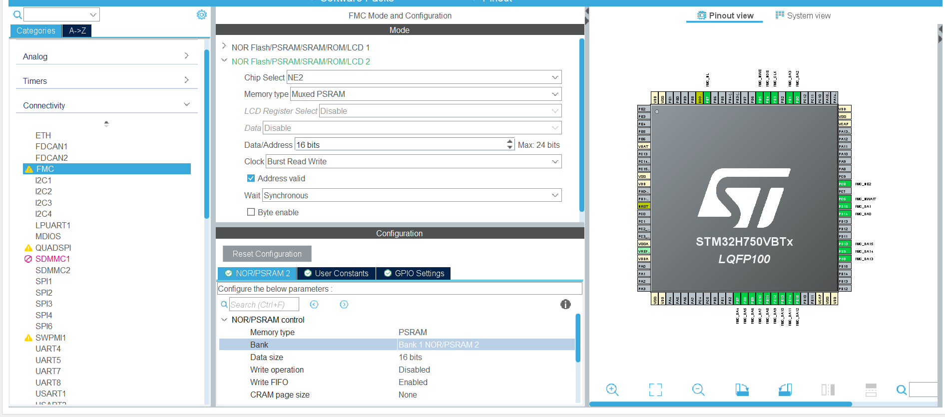 Solved Missing Sdram Option In Stm32cubeide For Stm32h750 Stmicroelectronics Community