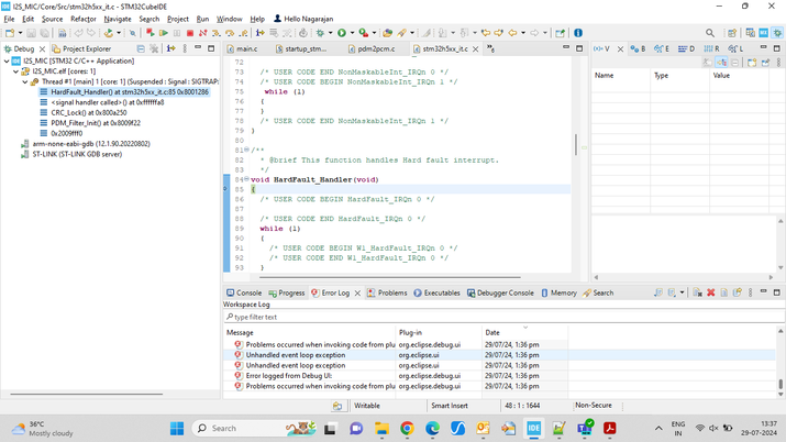 Hard fault error happened when executed PDM_filter ...
