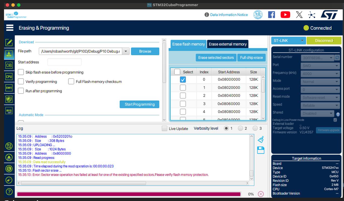 Stm32h7 Connect But Cant Program Without Nrst Con