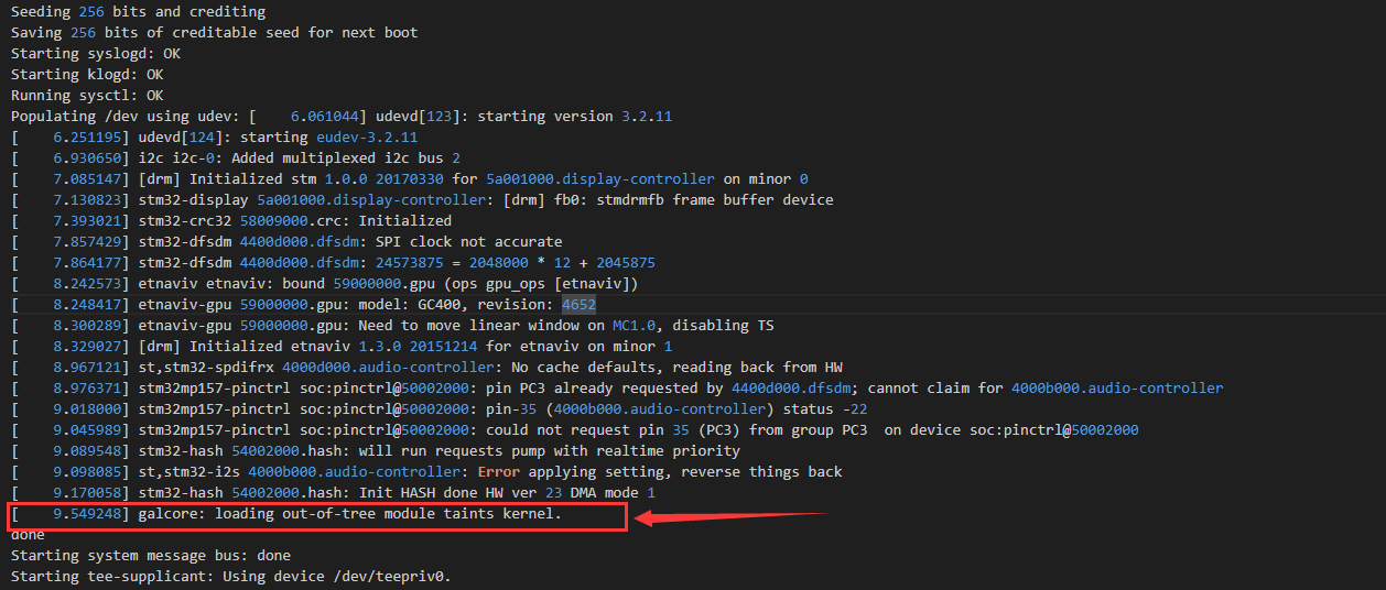 Solved: Galcore.ko issue with STM32MP157D - STMicroelectronics Community