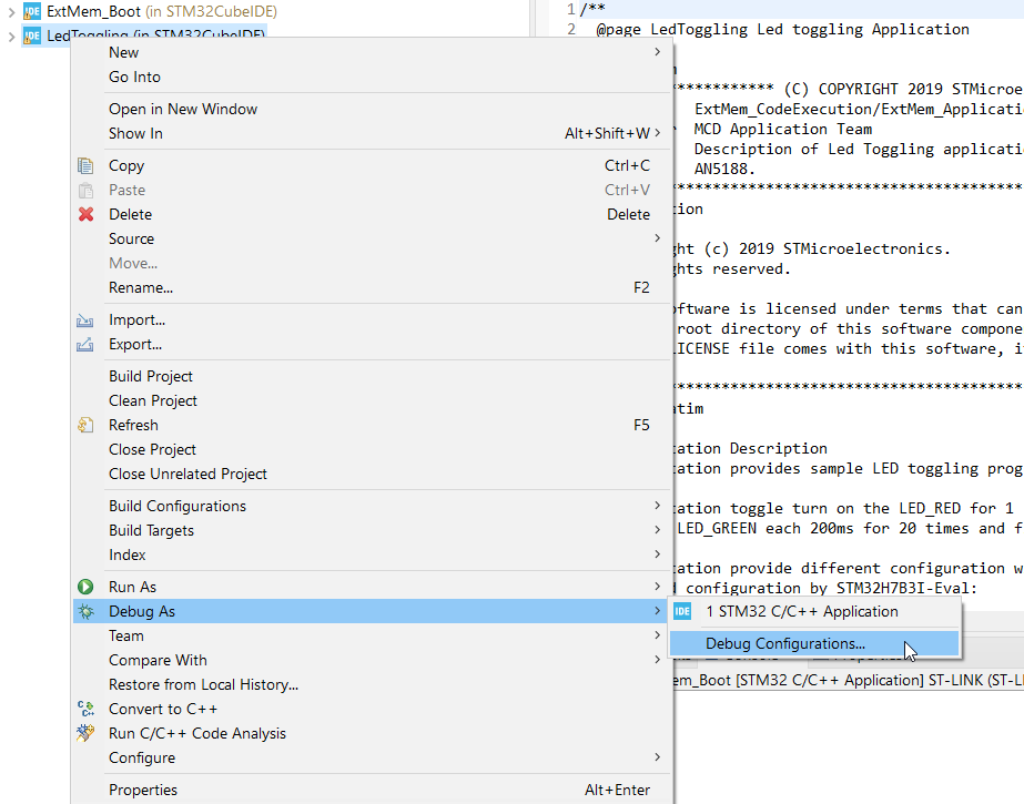 Debugging In External Memory On Stm32cubeide Stmicroelectronics Community