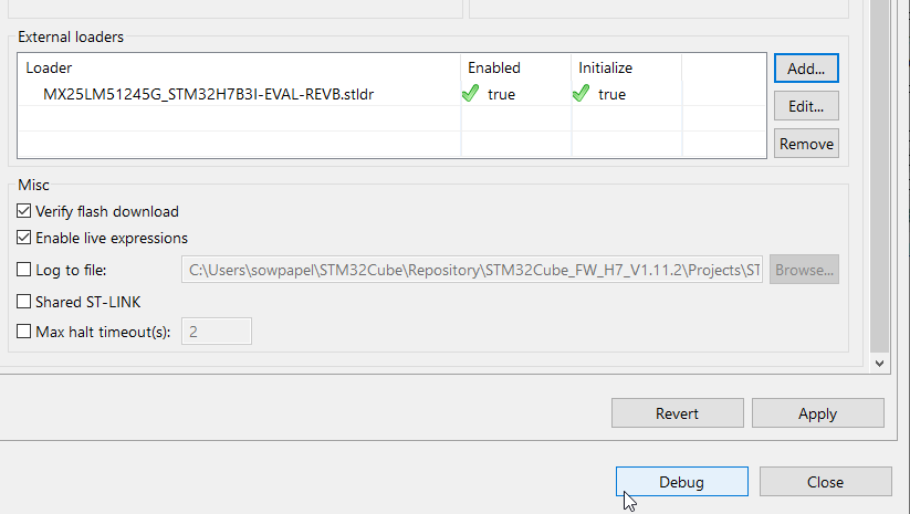 Debugging In External Memory On Stm32cubeide Stmicroelectronics Community