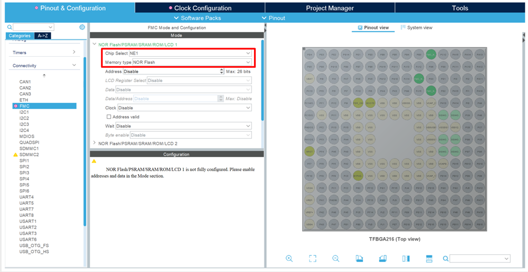 How to configure the FMC peripheral to interface a ...
