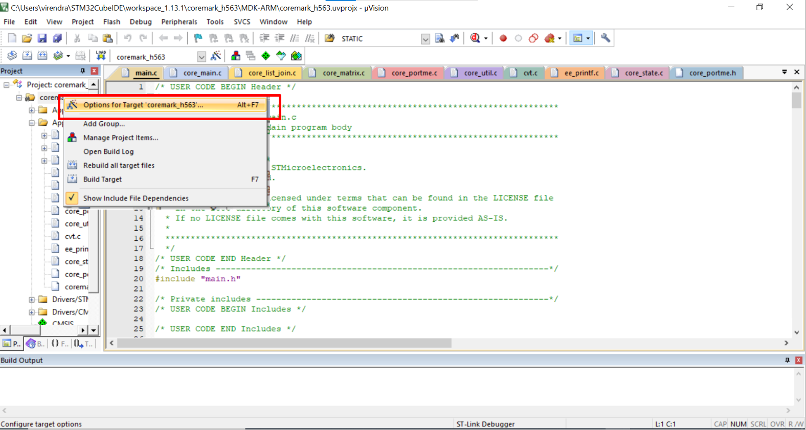 How to run a CoreMark® benchmark on an STM32 - STMicroelectronics Community