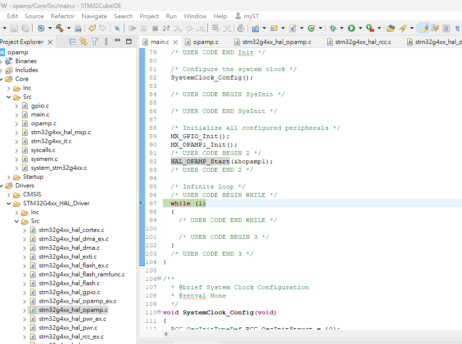 Stm32cubemxstm32g431cub3 Using Opamp Adc For Cu Stmicroelectronics Community