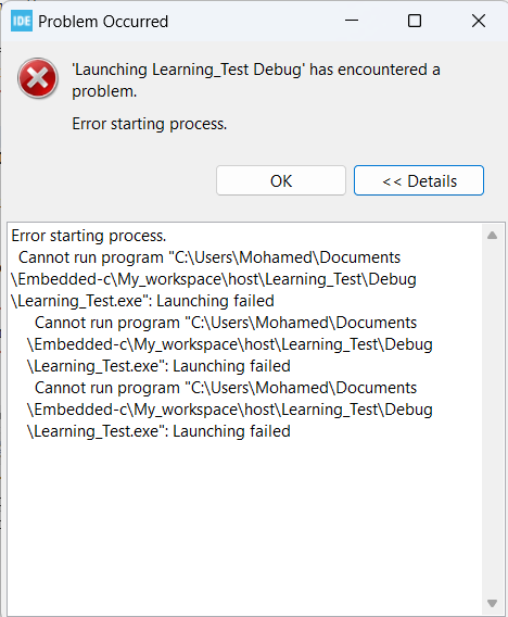 Error Running A Local C Application Stm32cubeide Stmicroelectronics Community