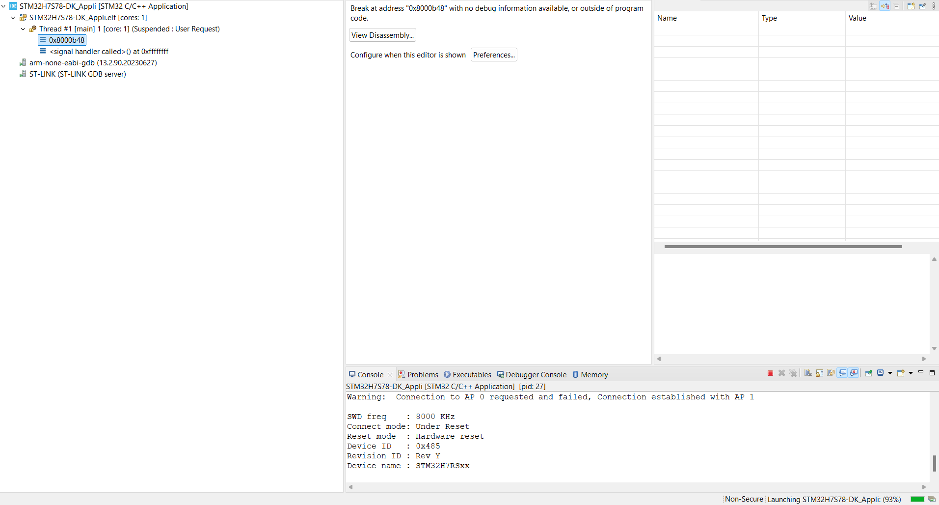 Solved: Demo project for STM32H7S78-DK downloaded from STM... - STMicroelectronics Community