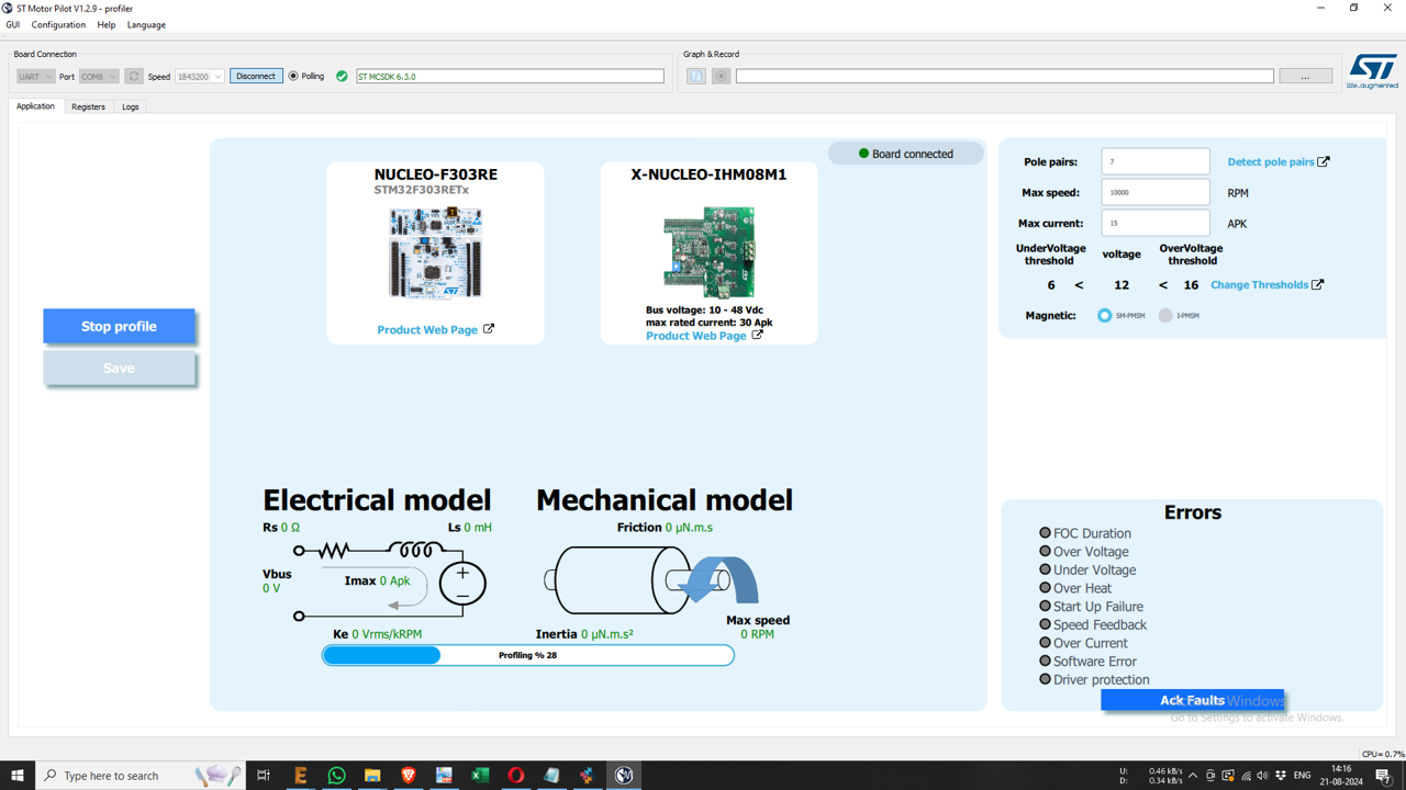 Motor profiler 1.2.9 unable to spin motor - STMicroelectronics Community