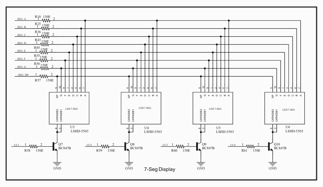 Solved: 4 7-Segment Display multiplexing without driver ...