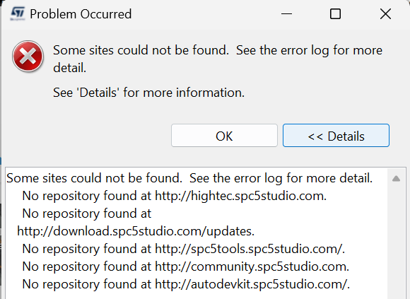 Solved: Can't update spc5studio - DNS problem - STMicroelectronics ... Solved: Can't update spc5studio - DNS problem - STMicroelectronics ...