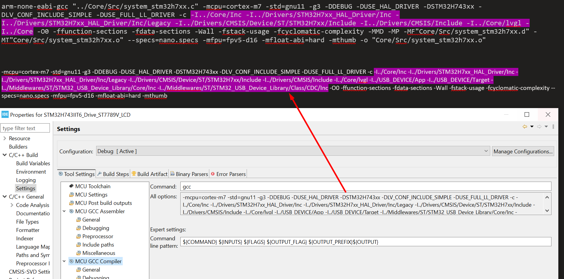 Solved: Generated compilation command line doesn't include... - STMicroelectronics Community