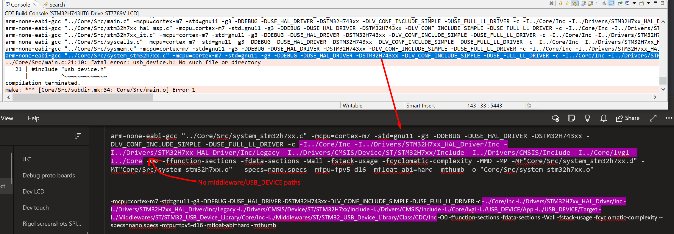 Solved Generated Compilation Command Line Doesnt Include Stmicroelectronics Community