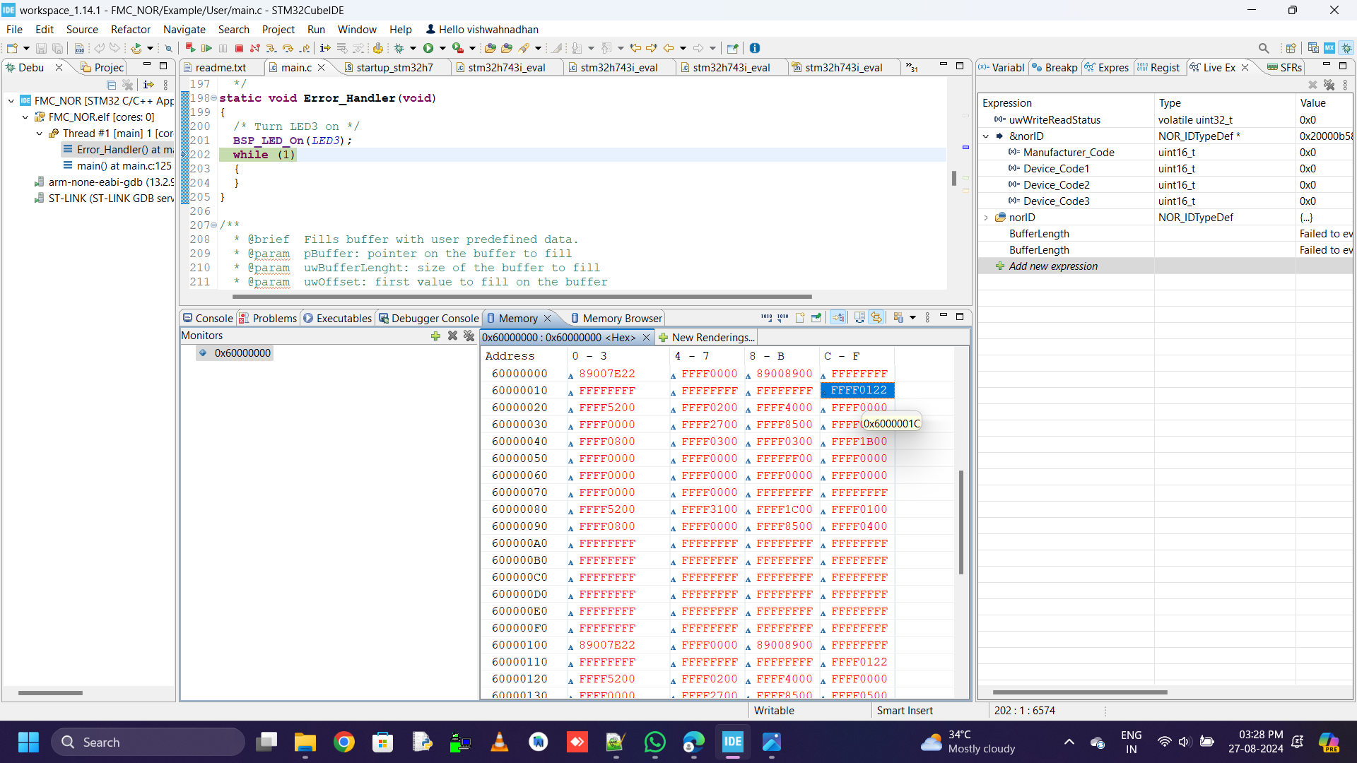 where should i check for proper read,write,erase f ...