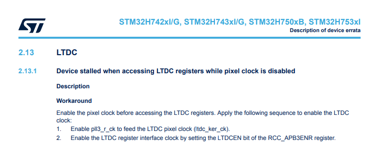 Solved: LTDC STM32H753 Debug crashes - STMicroelectronics Community