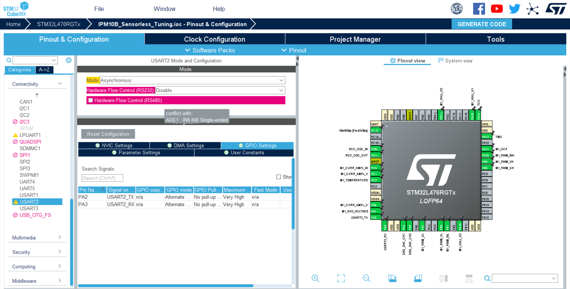 Hardware Flow Control in CubeMx selection - STMicroelectronics Community