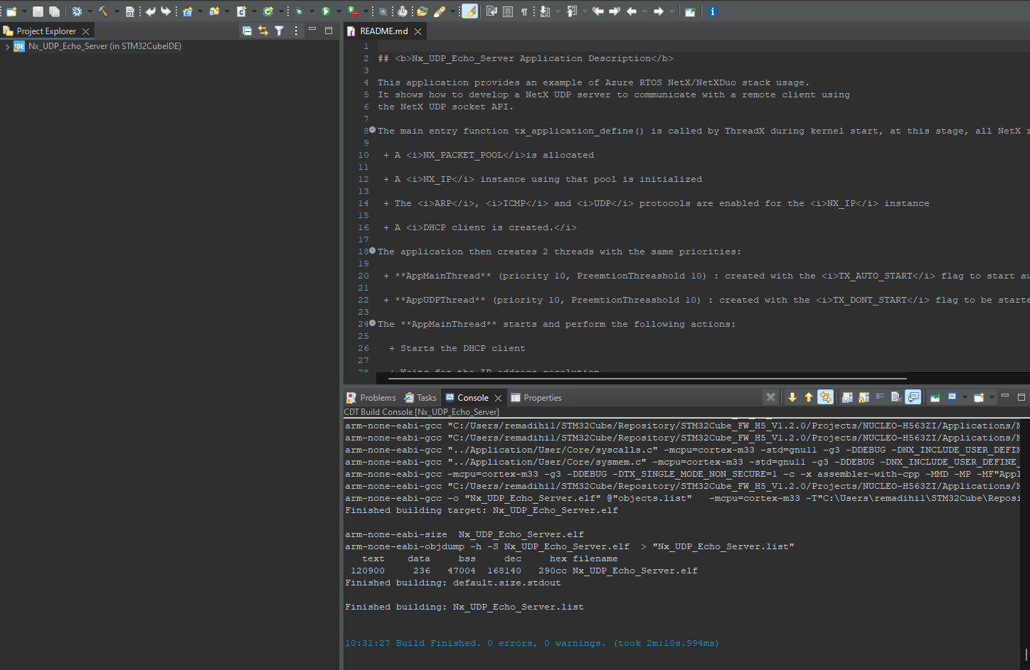 Solved: STM32H5 NetXDuo examples fail to build - STMicroelectronics Community