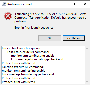 SPC582B flashing error - STMicroelectronics Community