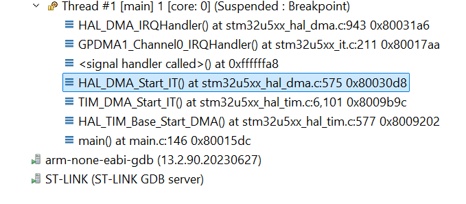 STM32U575 timer DMA to update ARR - STMicroelectronics Community