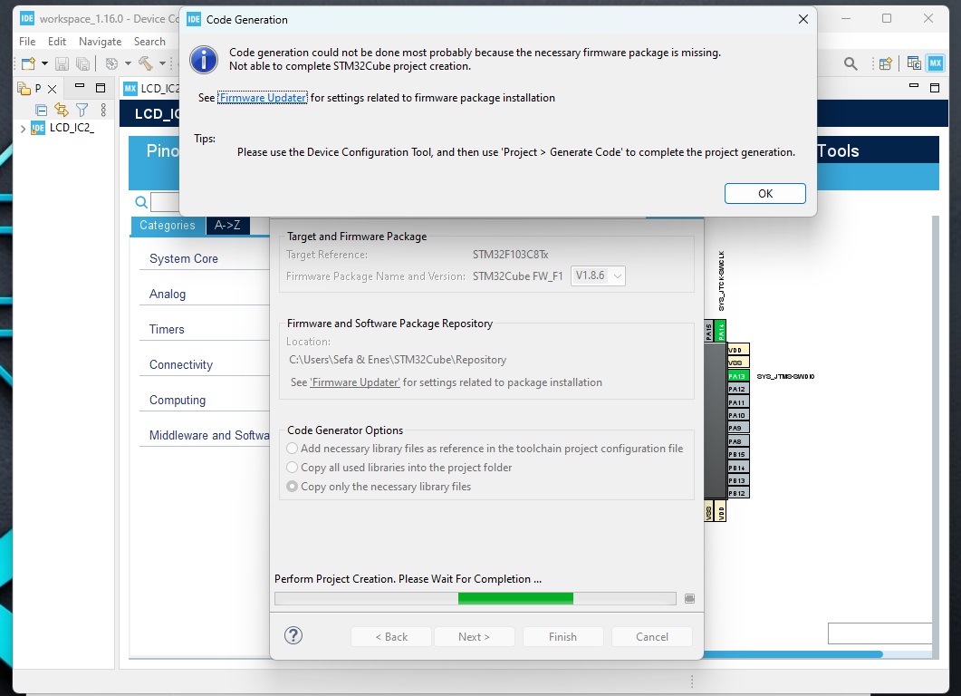 code generator fault - STMicroelectronics Community