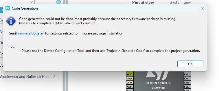 code generator fault - STMicroelectronics Community