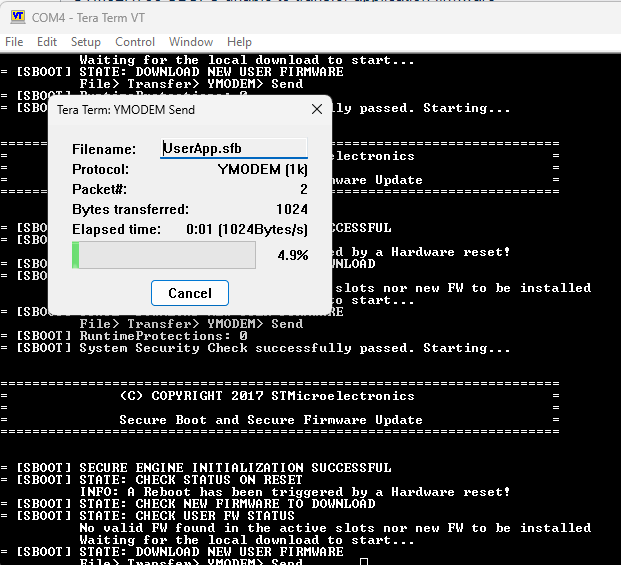 Solved: STM32H753 SBSFU unable to transfer application fir... - STMicroelectronics Community
