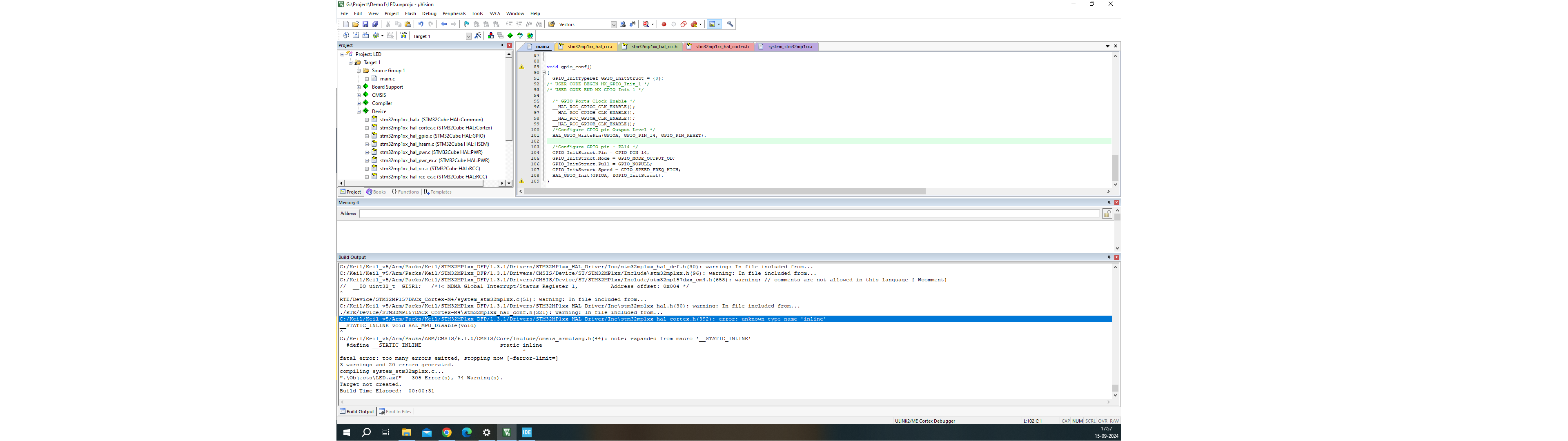 Keil Error While Configuring Stm32mp157 With Sim