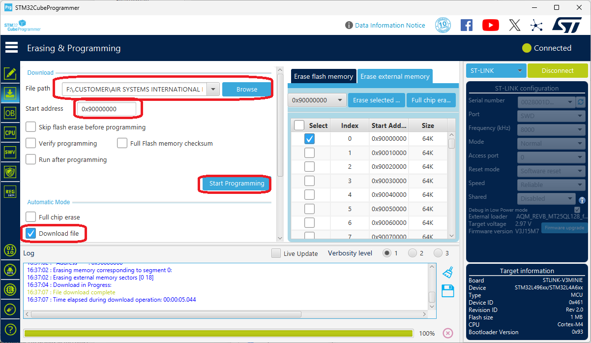Solved: Custom Loaders for the STM32L496 with MT25QL128 Qu... - STMicroelectronics Community