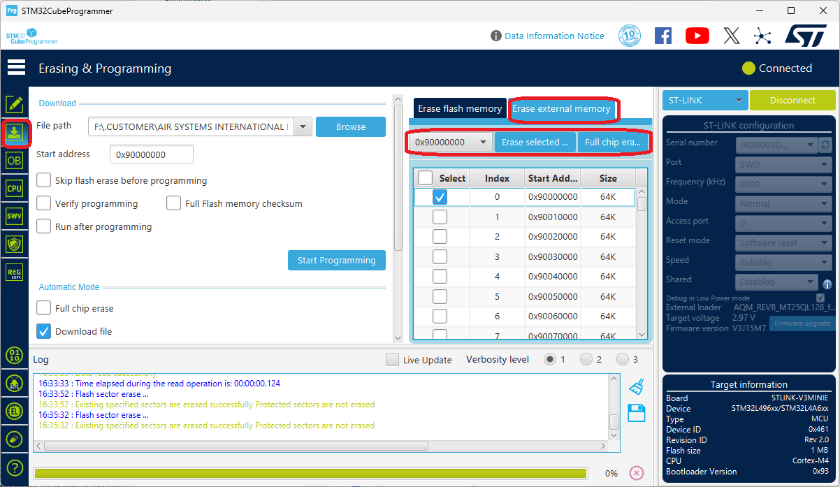 Solved: Custom Loaders for the STM32L496 with MT25QL128 Qu... - STMicroelectronics Community