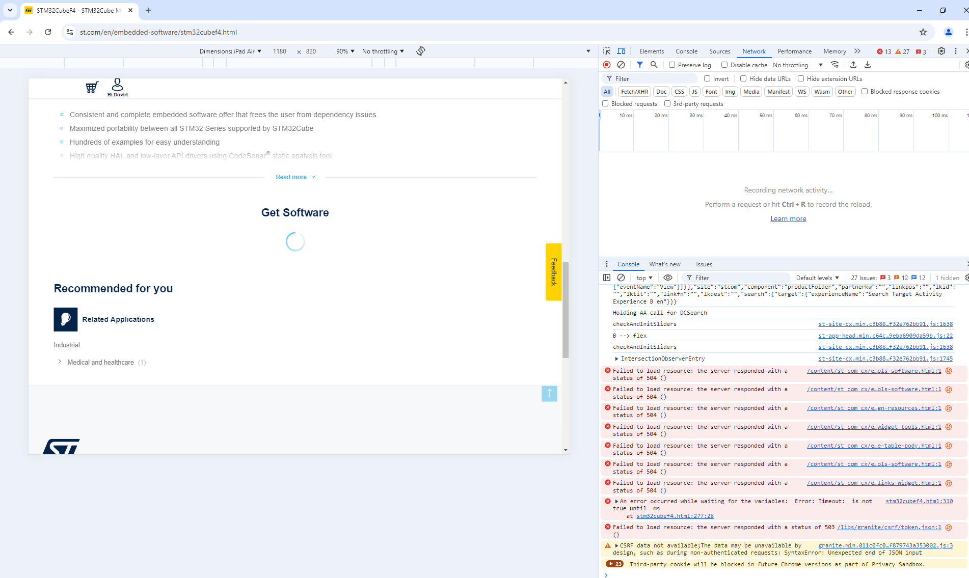 Download Of Software Fails Again Stmicroelectronics Community