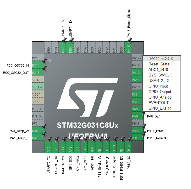 This is an inquiry regarding STM32G031 PF2-NRST, P ...