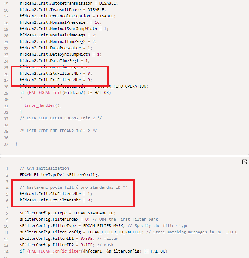 Solved: FDCAN on STM32G0 Filter setup - STMicroelectronics Community