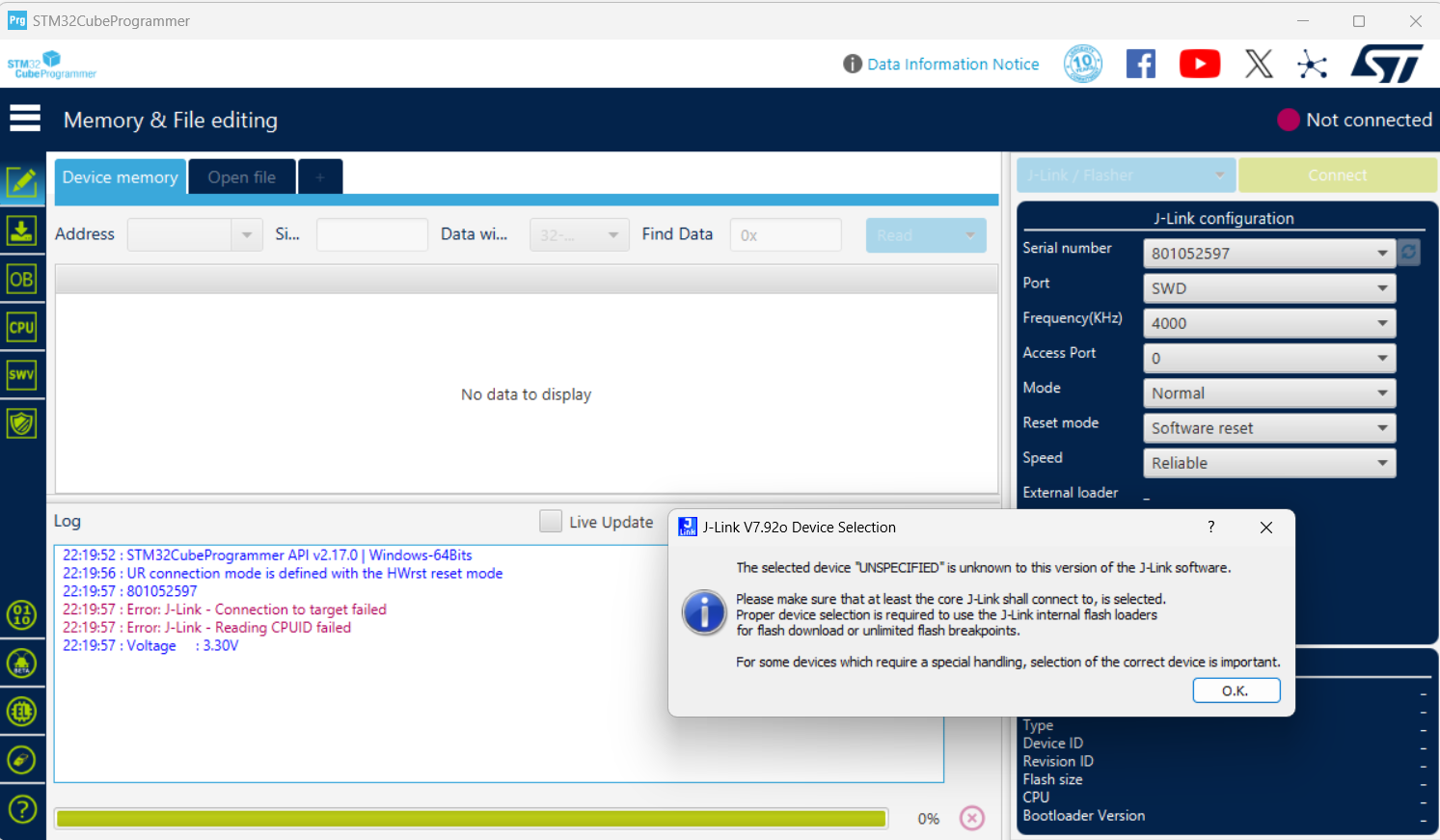 Solved: Unable to connect to STM32H523 - STMicroelectronics Community