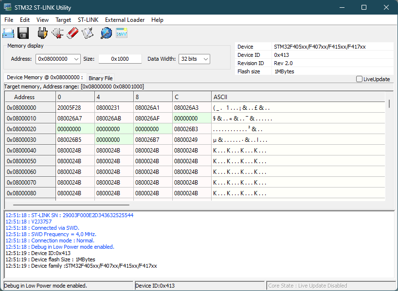 Solved: Capture STM32F405xx Firmware with ST-Link Utility - STMicroelectronics Community
