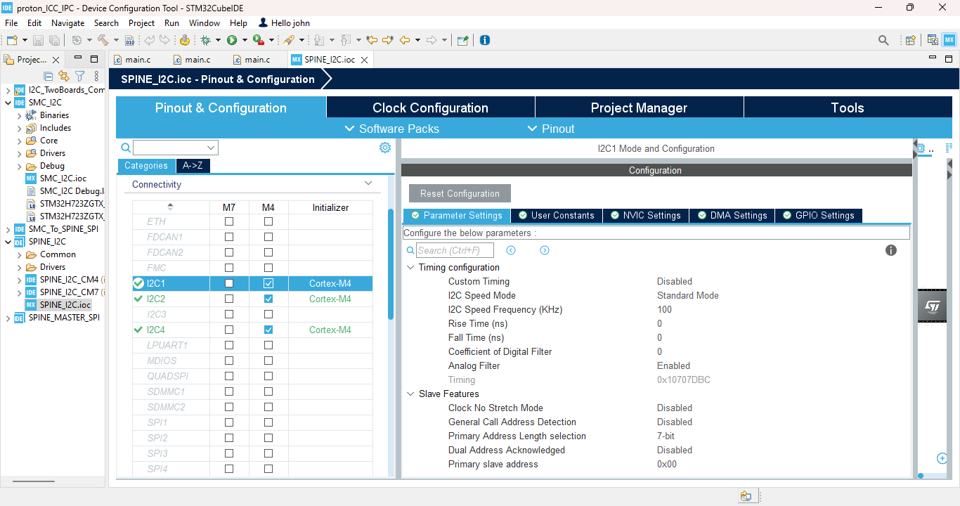 Solved: I2C Issue between two H7 Dev Boards - STMicroelectronics Community