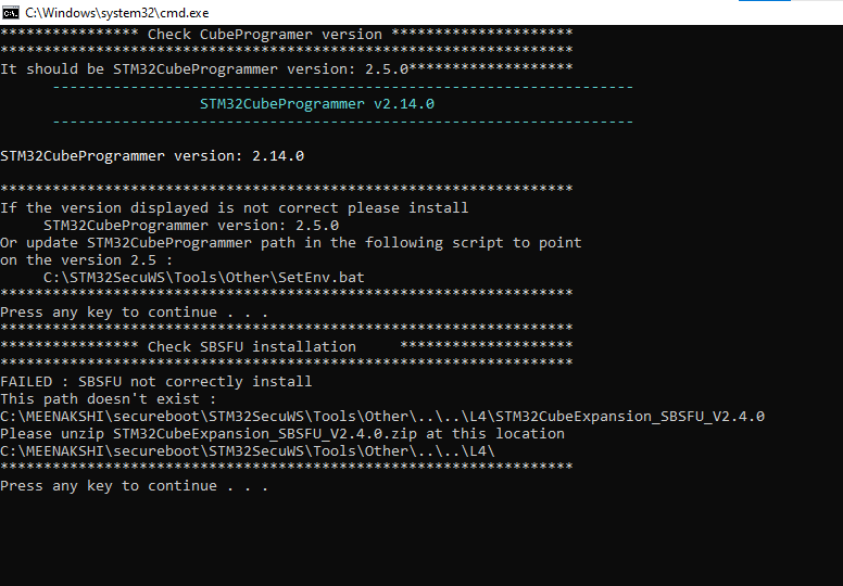 Solved: SBSFU installation issue - STMicroelectronics Community