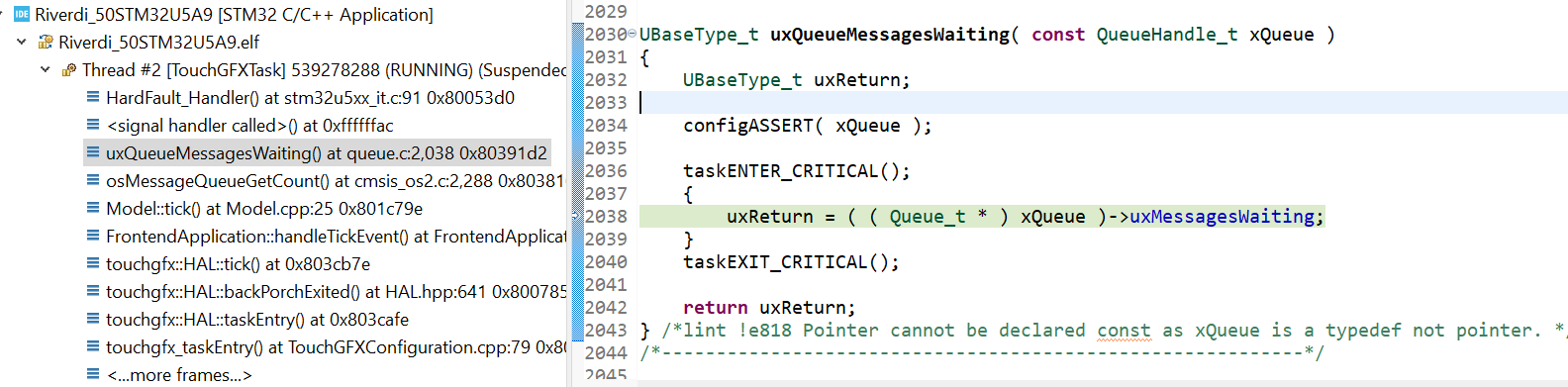Solved: STM32 OSMessageQueue Hardfault error - STMicroelectronics Community