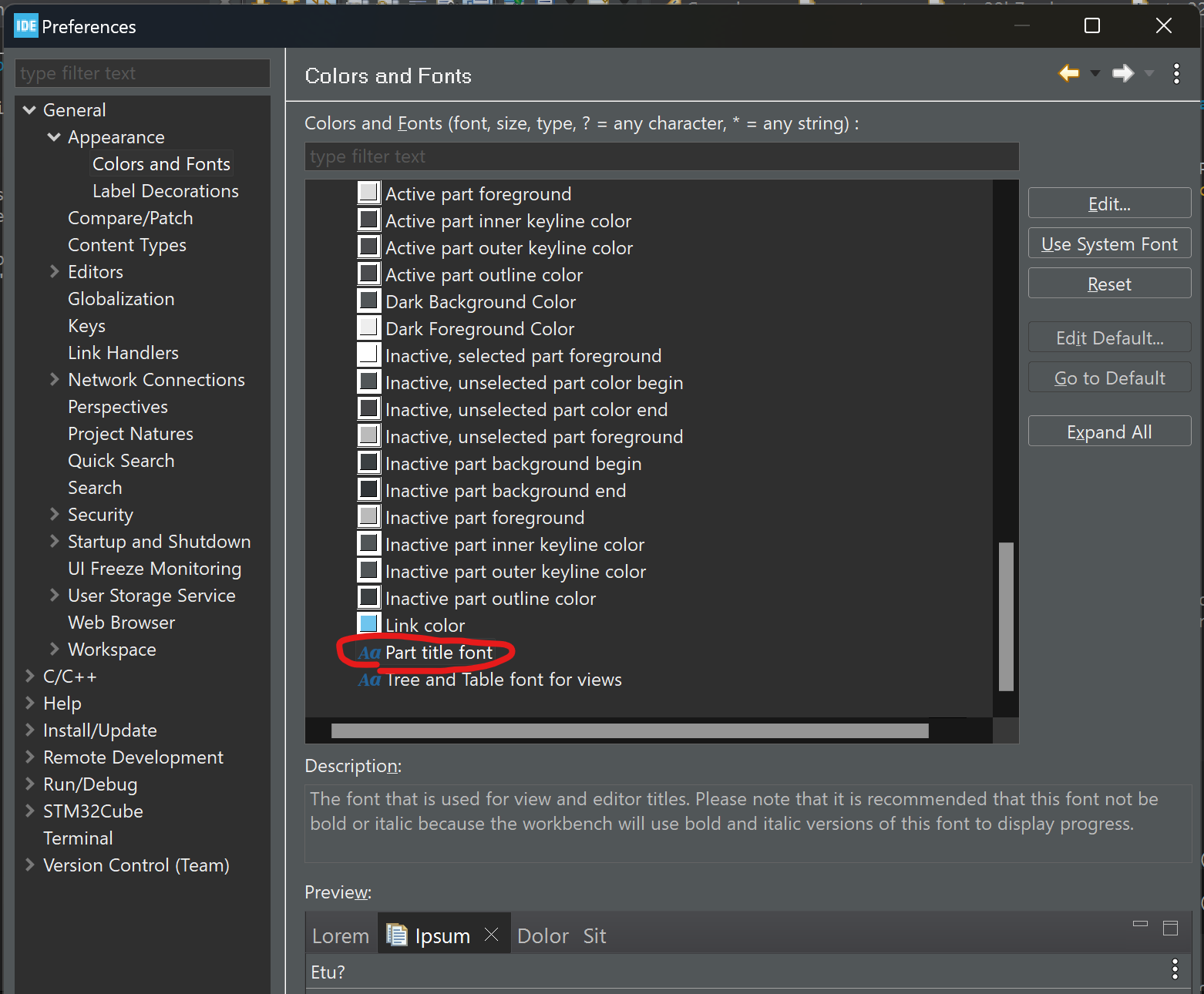 CubeIDE how to change font size in Console, Proble... - STMicroelectronics Community