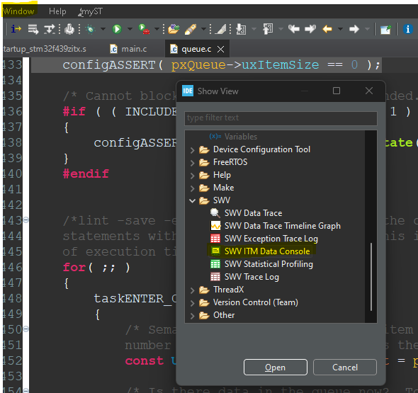 Using the ITM console for printf redirects and LWI... - STMicroelectronics Community