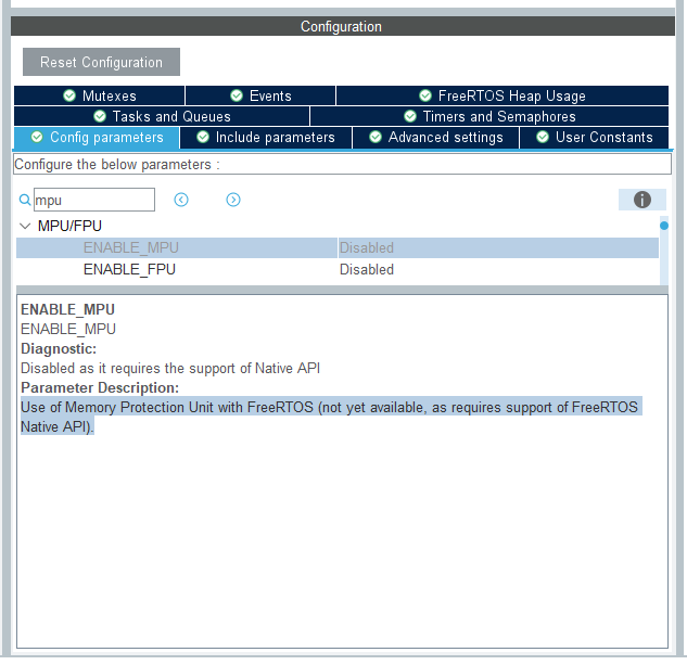 Freertos Middleware Can Not Enable Mpu Function Stmicroelectronics Community